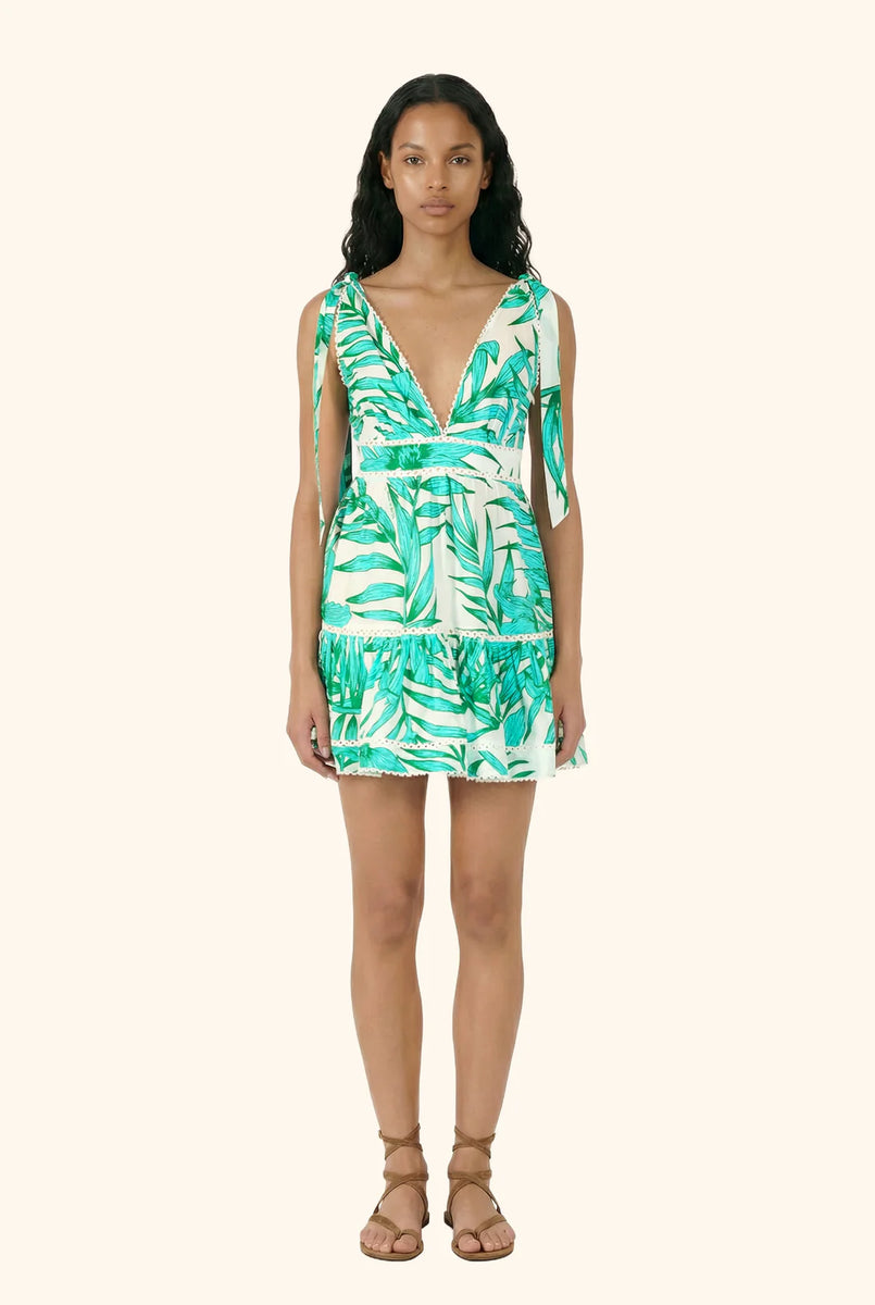 Mini Dress Cara Green Palm Leaf – Ophelia Swimwear